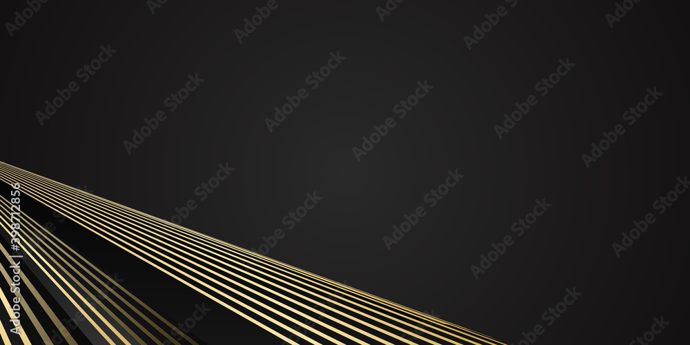 Gold black abstract background with golden lines Stock Vector | Adobe Stock