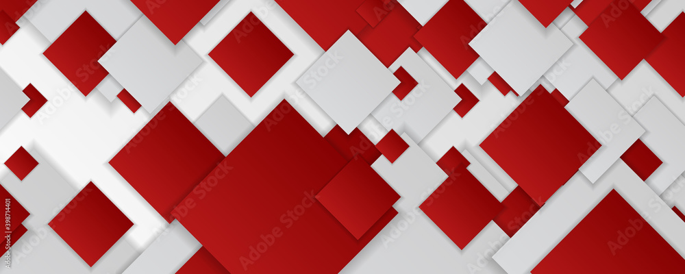 abstract red white square background with geometric shapes design for ...