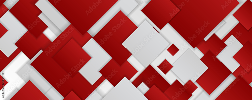 abstract red white square background with geometric shapes design for ...