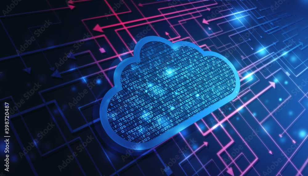 2d illustration of Cloud computing, Cloud Computing Concept, Cloud ...