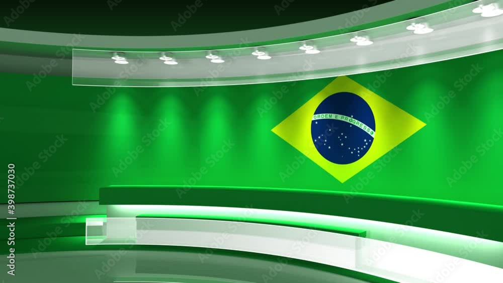 TV studio. Brazil. Brazilian flag. Brazilian flag studio. Brazilian ...