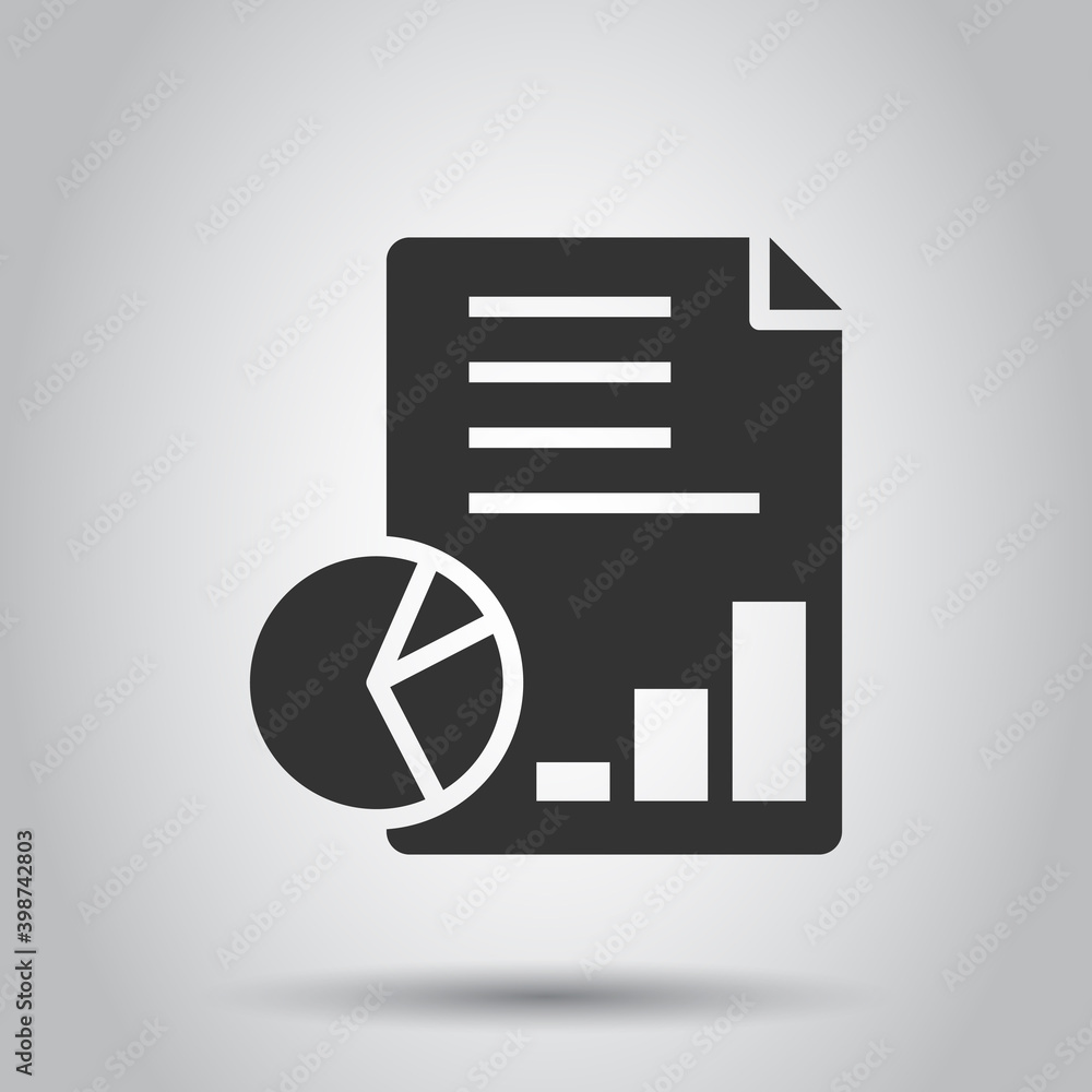 Financial statement icon in flat style. Document vector illustration on ...