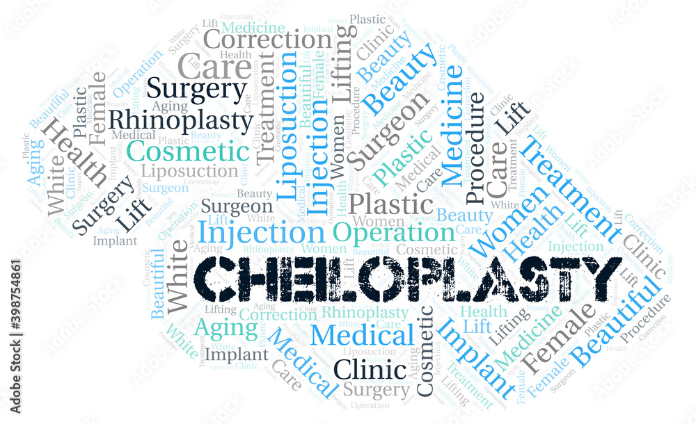 Cheiloplasty typography word cloud create with the text only. Type of ...