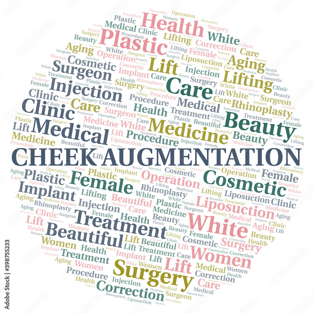 Cheek Augmentation typography word cloud create with the text only ...