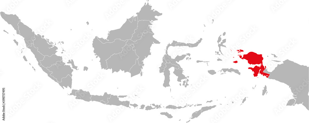 Papua barat province isolated on indonesia map. Gray background ...