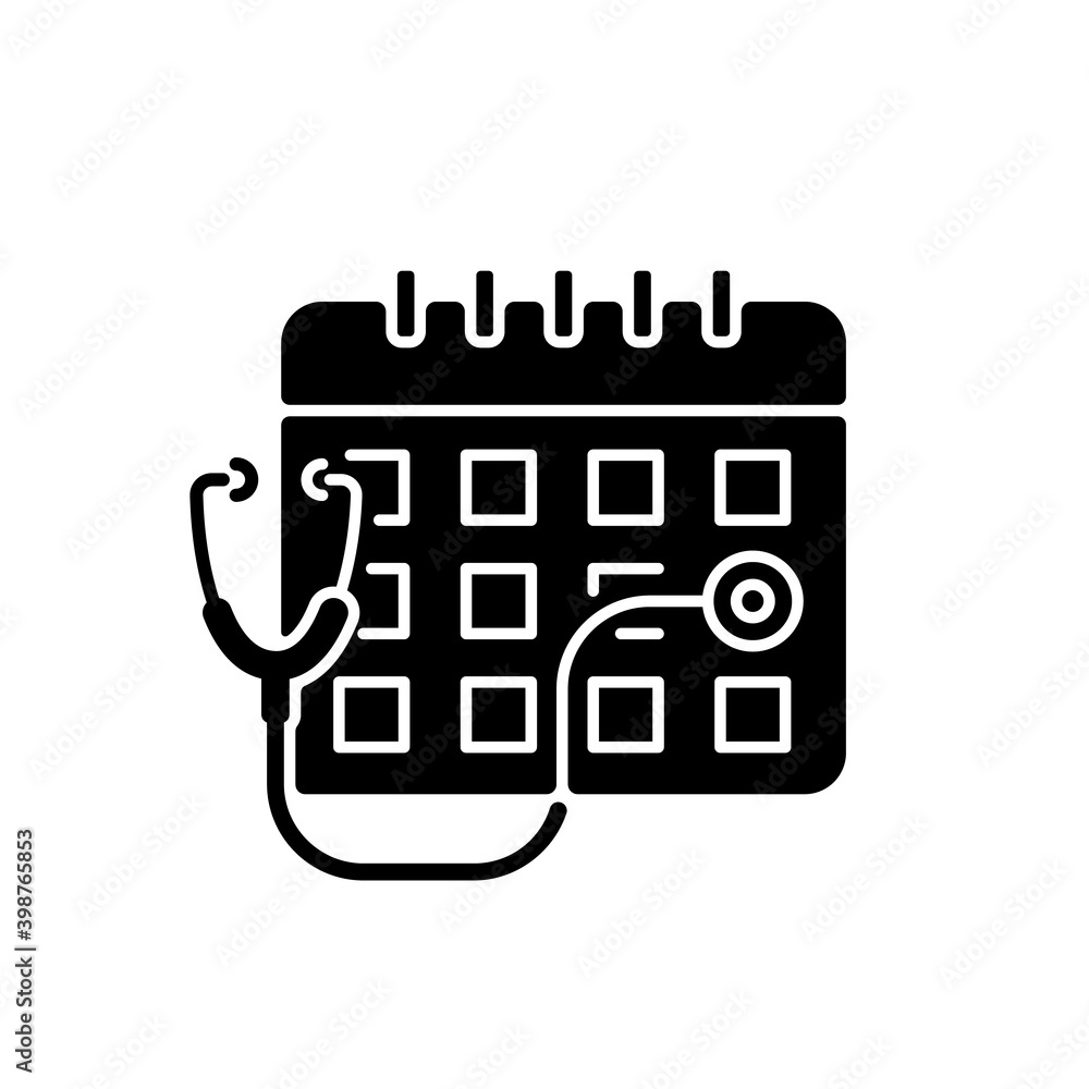Consultation time black glyph icon. Primary care doctor visit ...