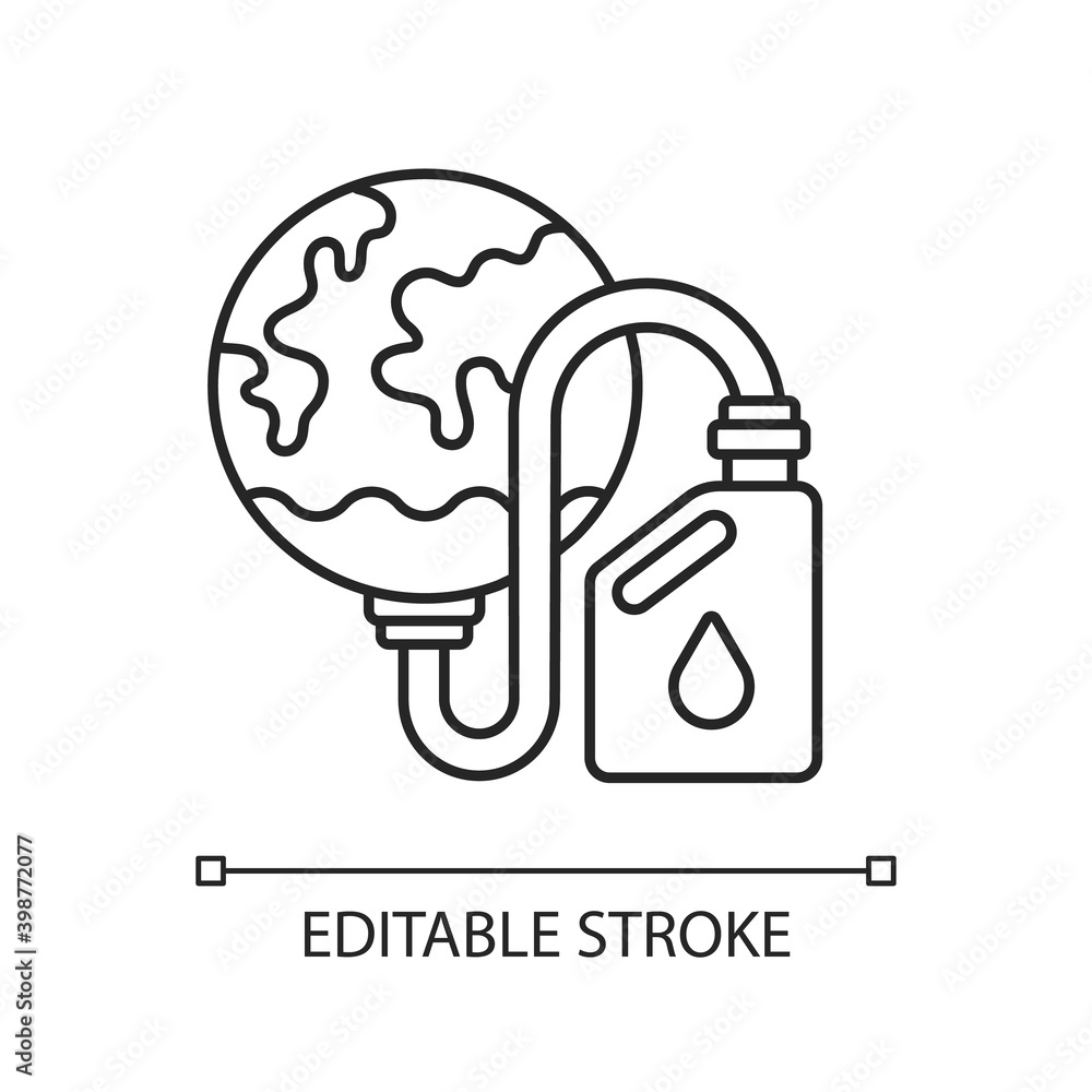 Biological resources depletion linear icon. Consumption of resources ...