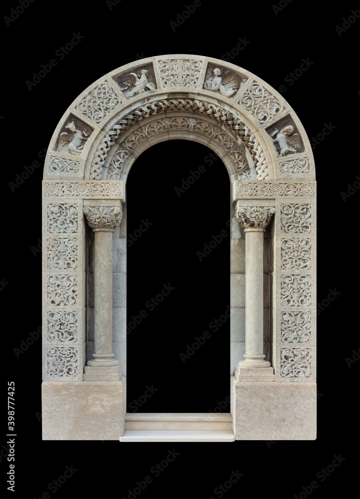 Elements of architecture of buildings, ancient arches, columns, windows ...