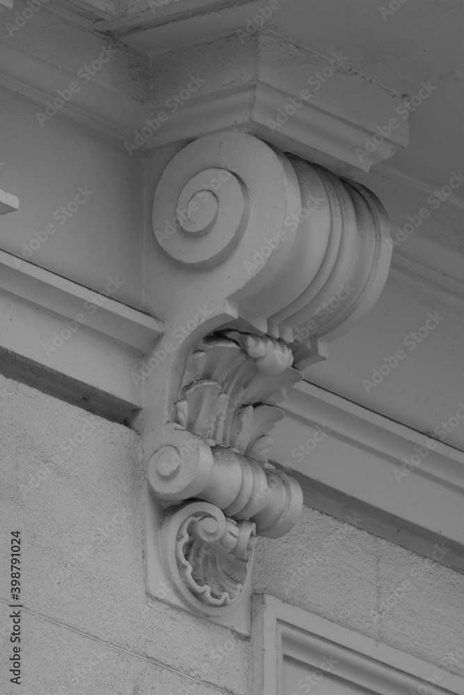 Elements of architectural decorations of buildings, a beam under the ...