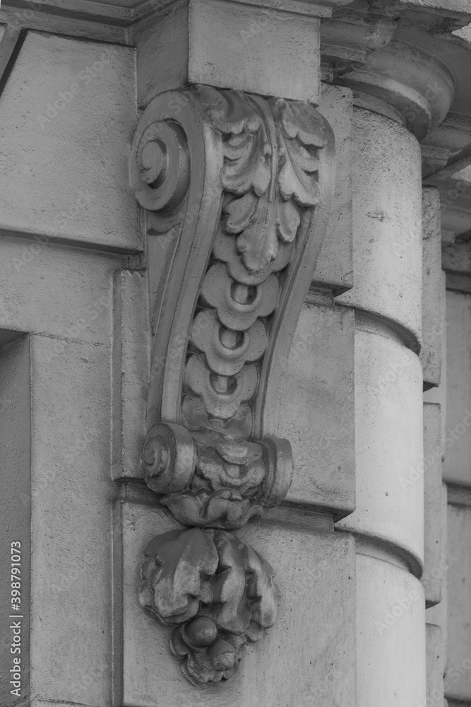 Elements of architectural decorations of buildings, a beam under the ...