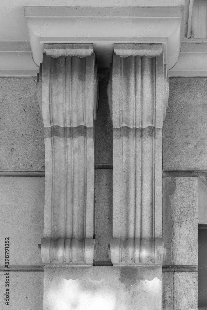 Elements of architectural decorations of buildings, a beam under the ...
