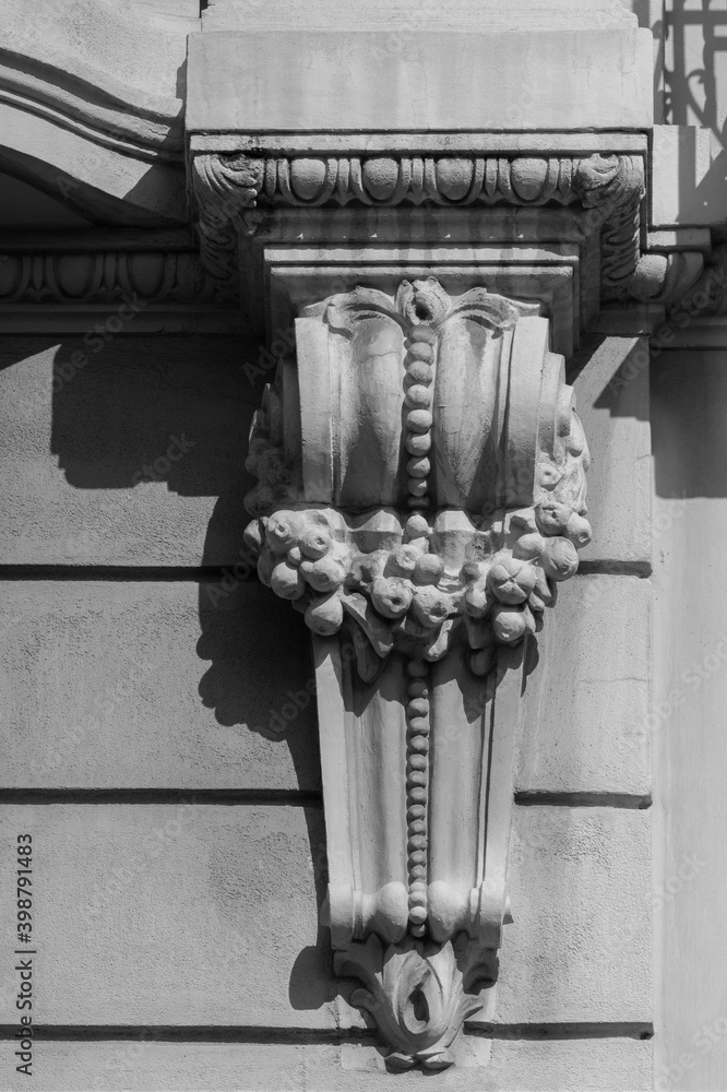 Elements of architectural decorations of buildings, a beam under the ...