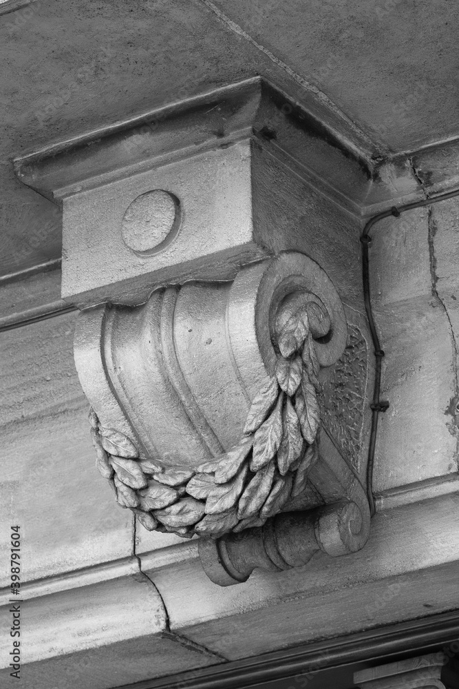 Elements of architectural decorations of buildings, a beam under the ...