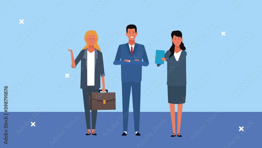 elegant business people standing teamwork animation Stock Video | Adobe ...