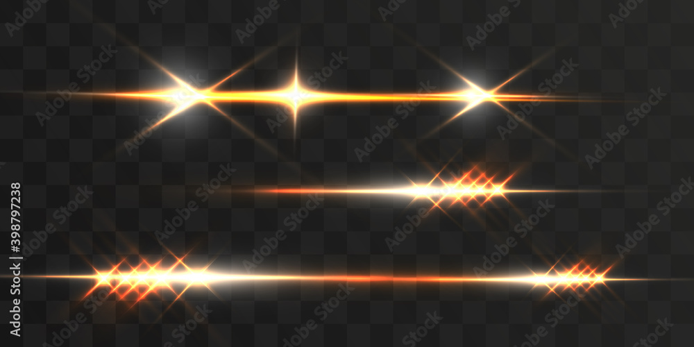 Bright light effect flickering with flashes and rays. Vector ...