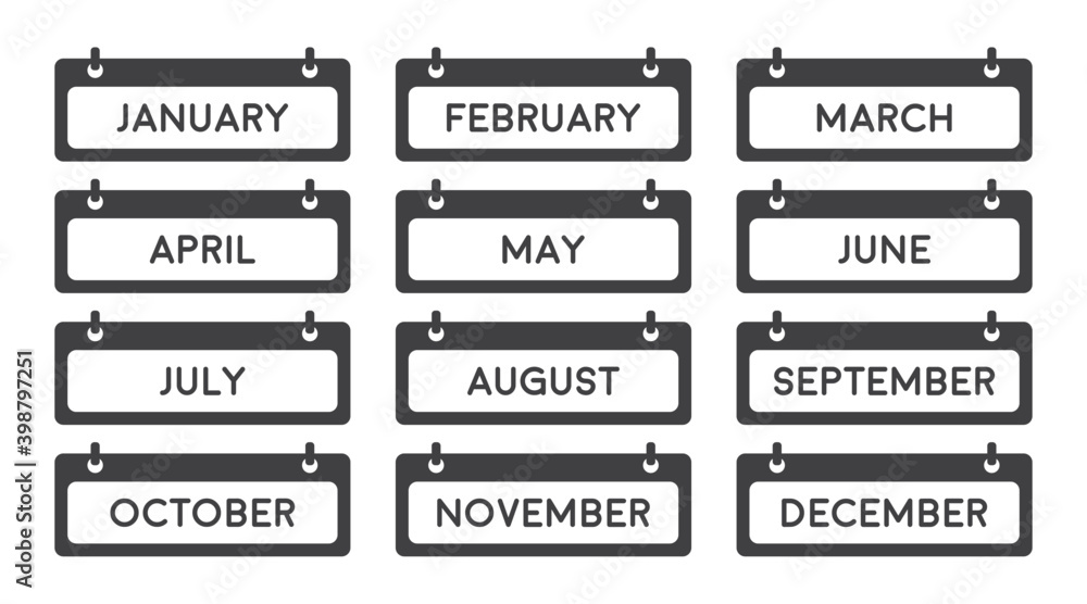 Vecteur Stock Months of the year on isolated background. Flat months ...