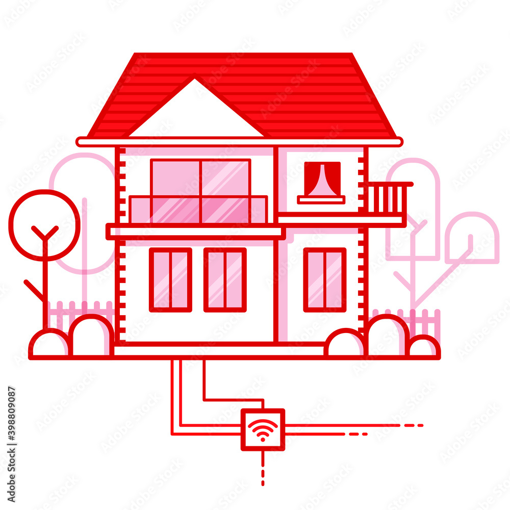 fiber home internet connection and infrastructure illustration Stock ...