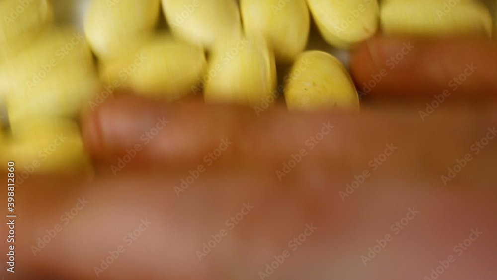 Lemon oval pressed tablets are removed from the frame, one vitamin was ...