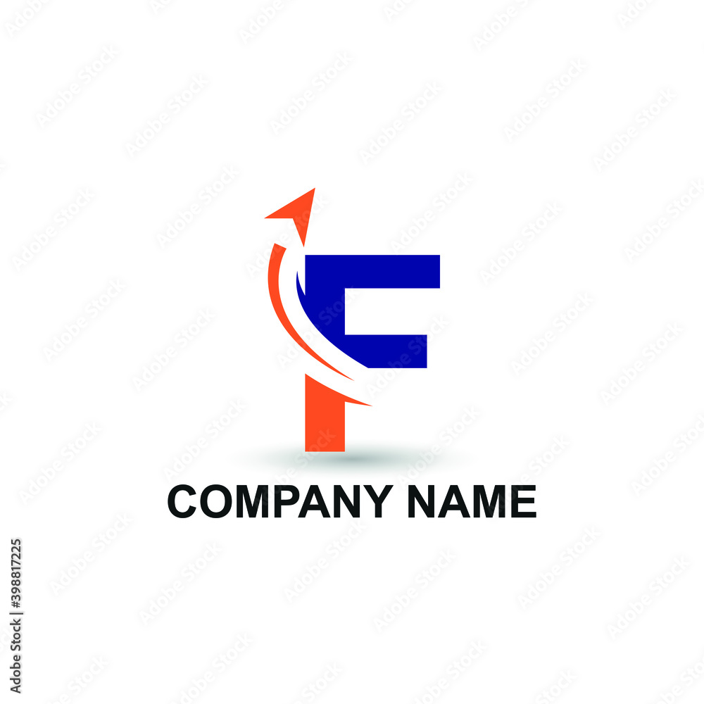 Initial F letter modern logo with arrow plane for logistic, travel ...