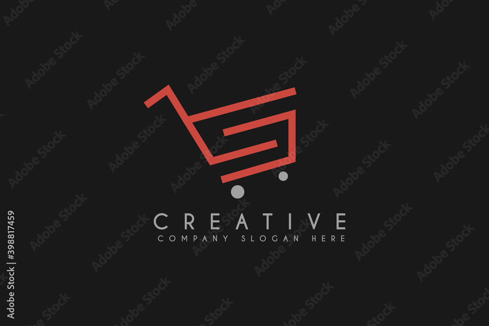 Initial letter S shopping cart logo design vector illustration. letter ...