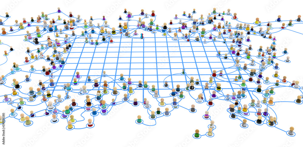 Cartoon Crowd System, Grid Space Stock Illustration | Adobe Stock