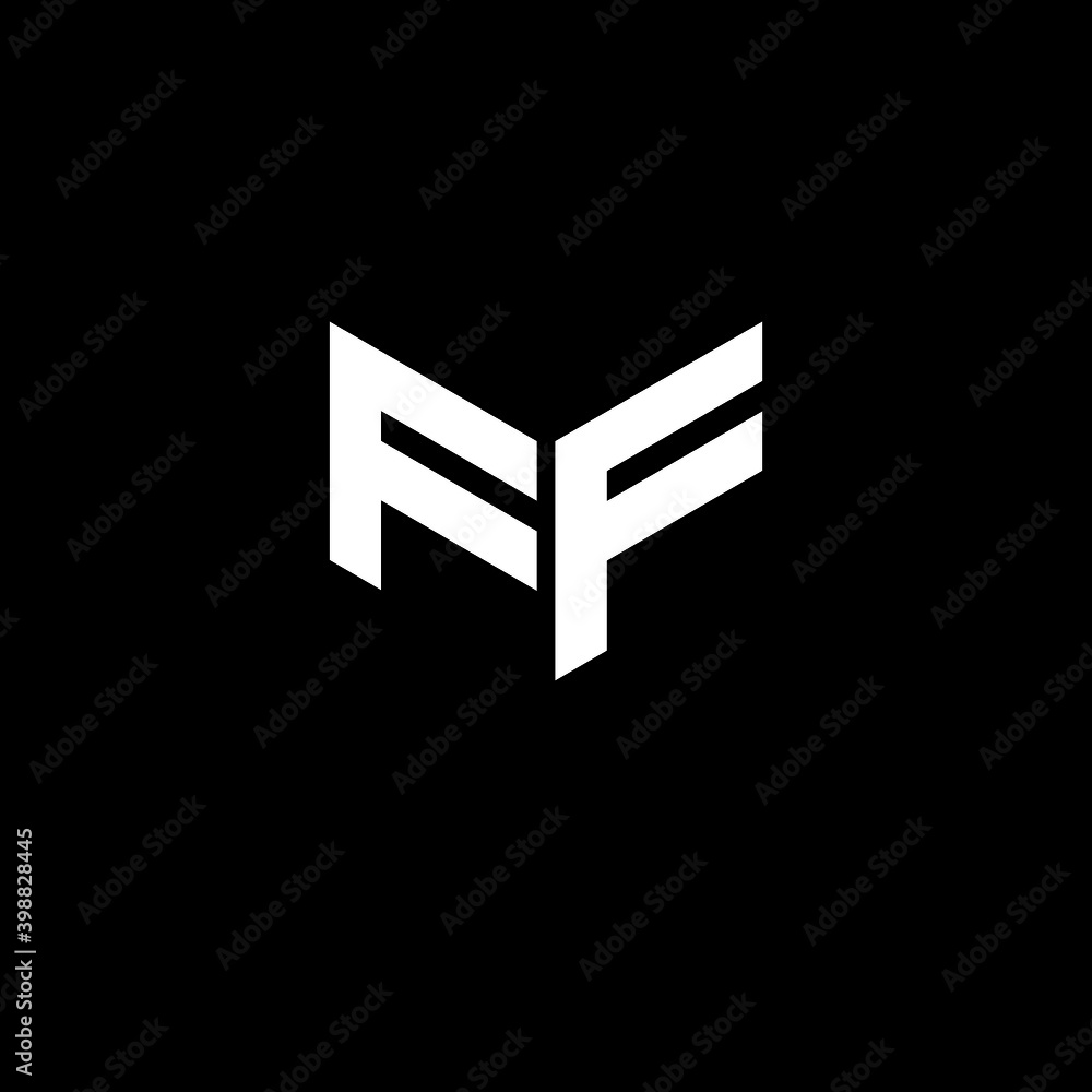Double F letter logo design with black background in illustrator, eps ...
