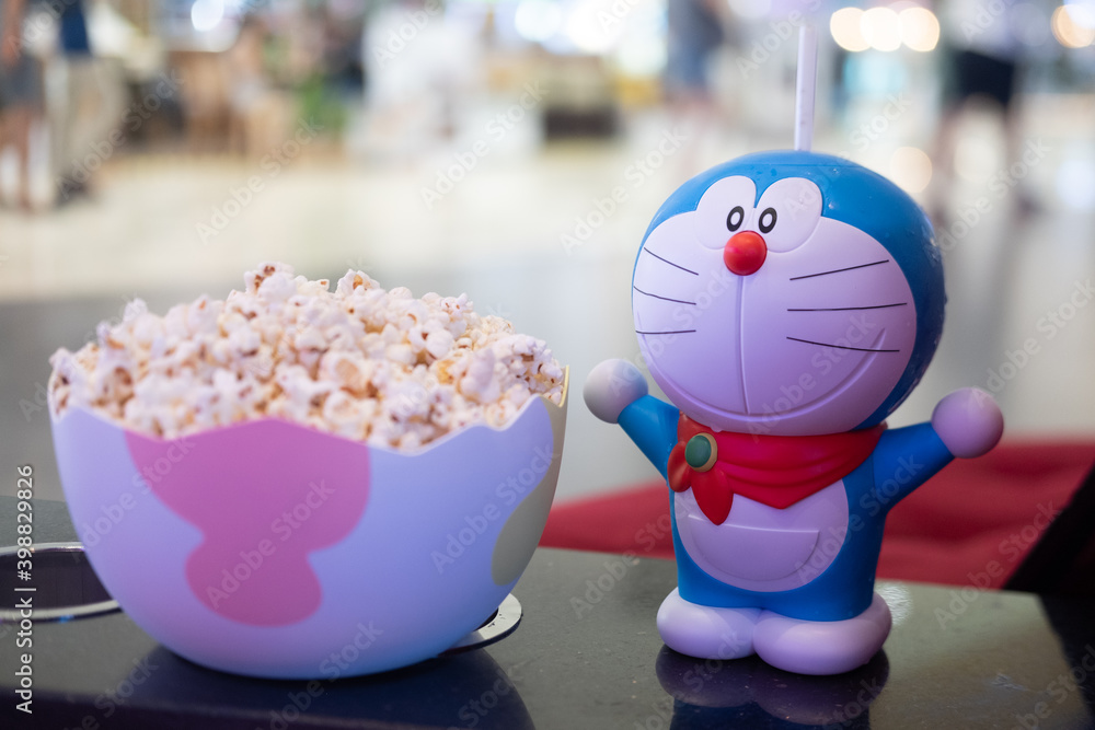 Bangkok, Thailand - December 12, 2020 : Doraemon set of bucket popcorn ...