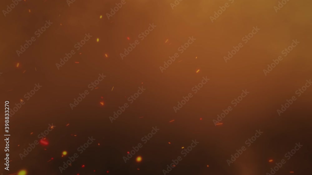 Flying embers from fire. Burning hot bonfire fire sparks rising on a ...