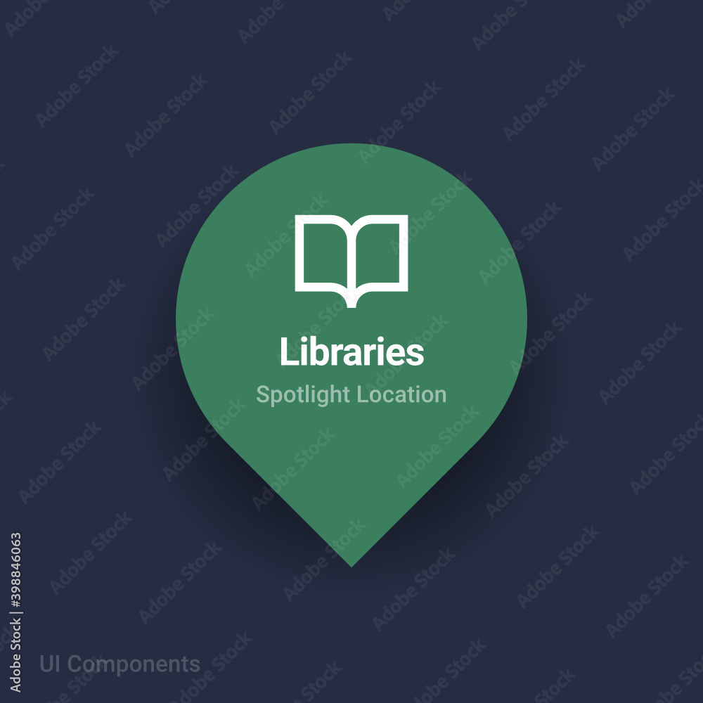 libraries map spotlight location vector Icon. Stock Vector | Adobe Stock