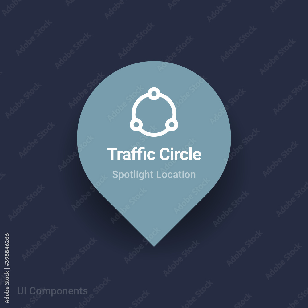 rotary, roundabout, traffic circle map spotlight location vector Icon ...