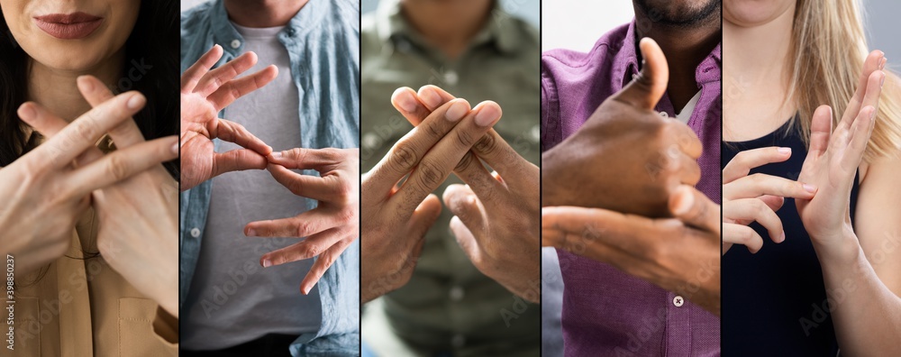 Adults Learning Sign Language Stock Photo | Adobe Stock