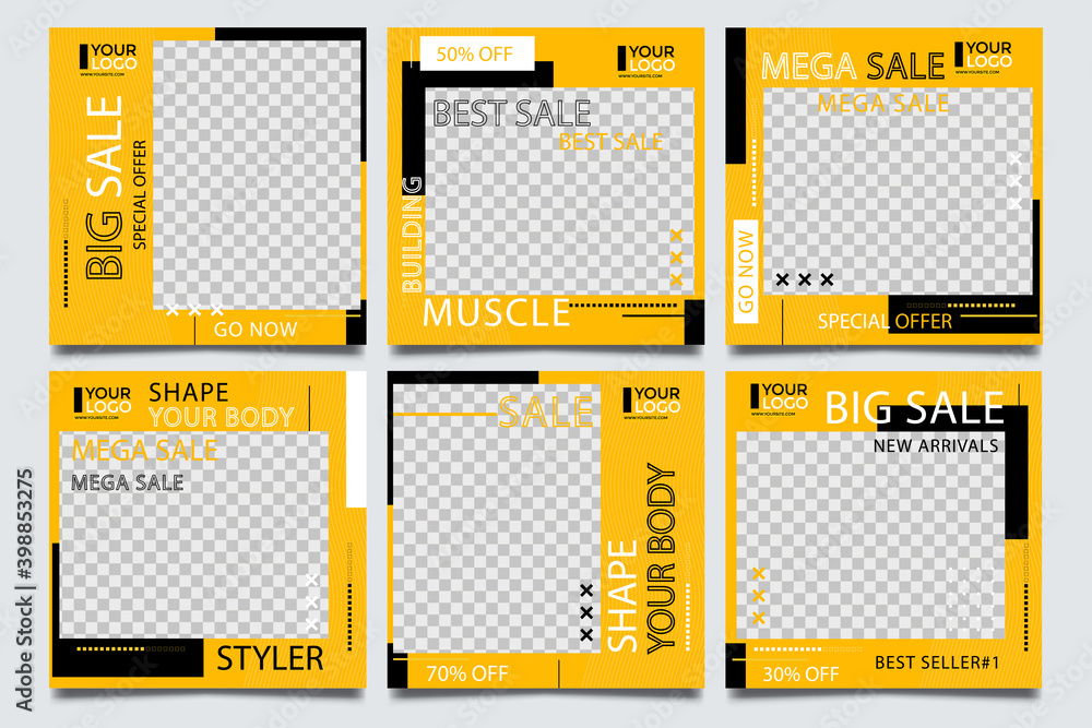 Muscle building. Gym Social media post templates. modern vector design ...