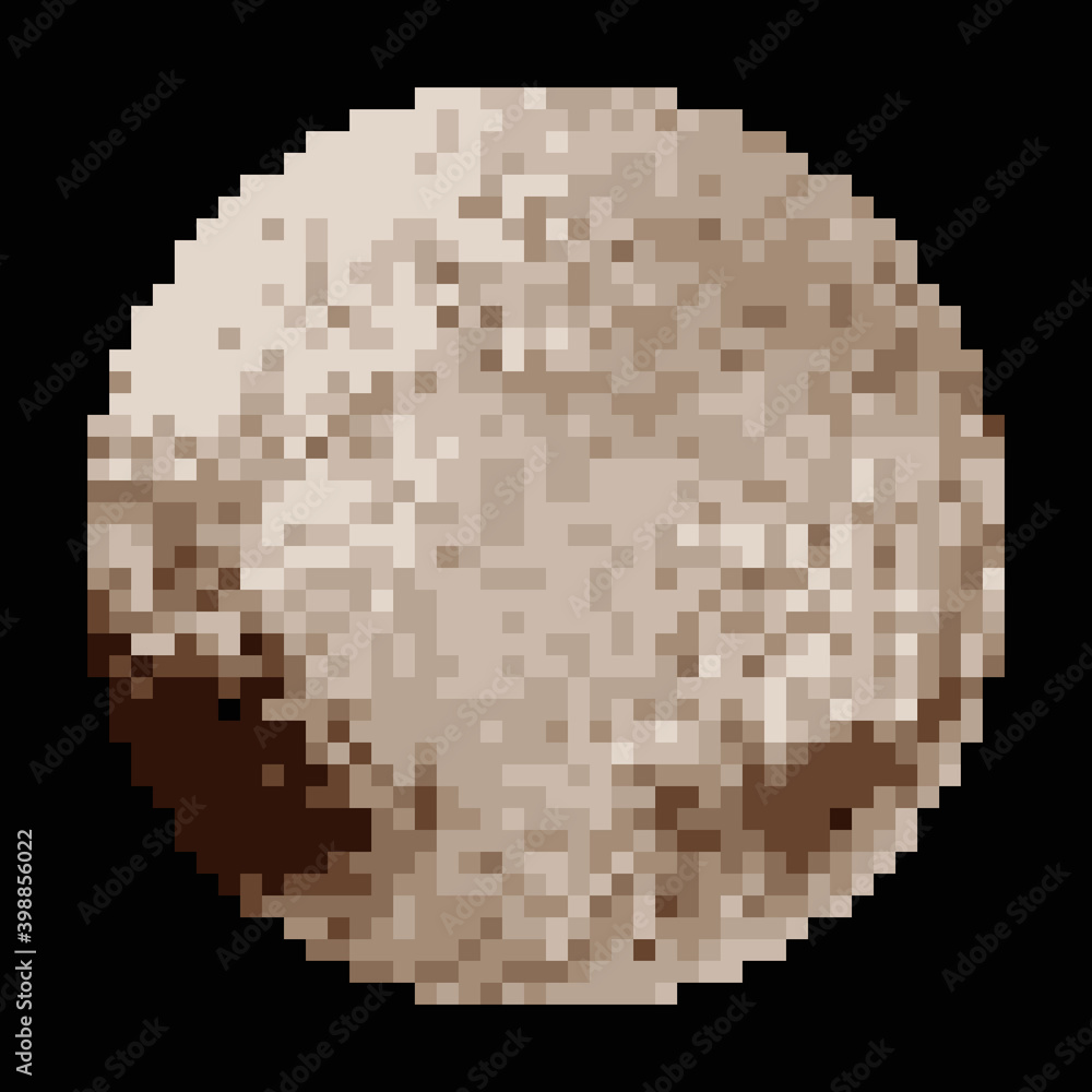 Pluto planet in space. 3d rendering. Pluto pixel art. Stock Illustration | Adobe Stock
