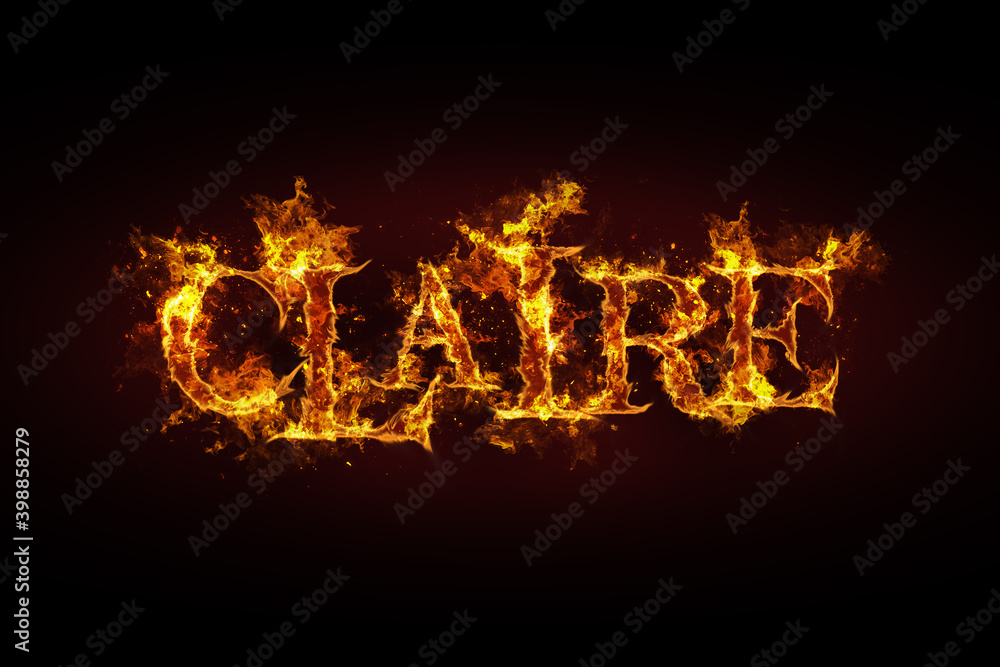 Claire name made of fire and flames Stock Photo | Adobe Stock