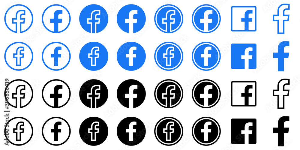 Facebook Logo - Vector Set Collection - Black Silhouette Shape ...