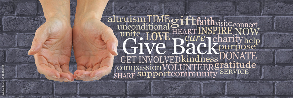 Make a Difference and Give Back Word Cloud - female hands gently cupped ...