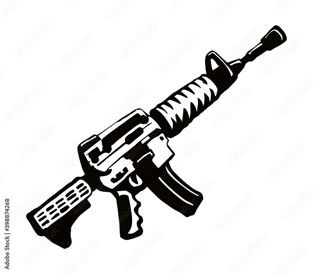 Submachine gun. Vector drawing object Stock Vector | Adobe Stock