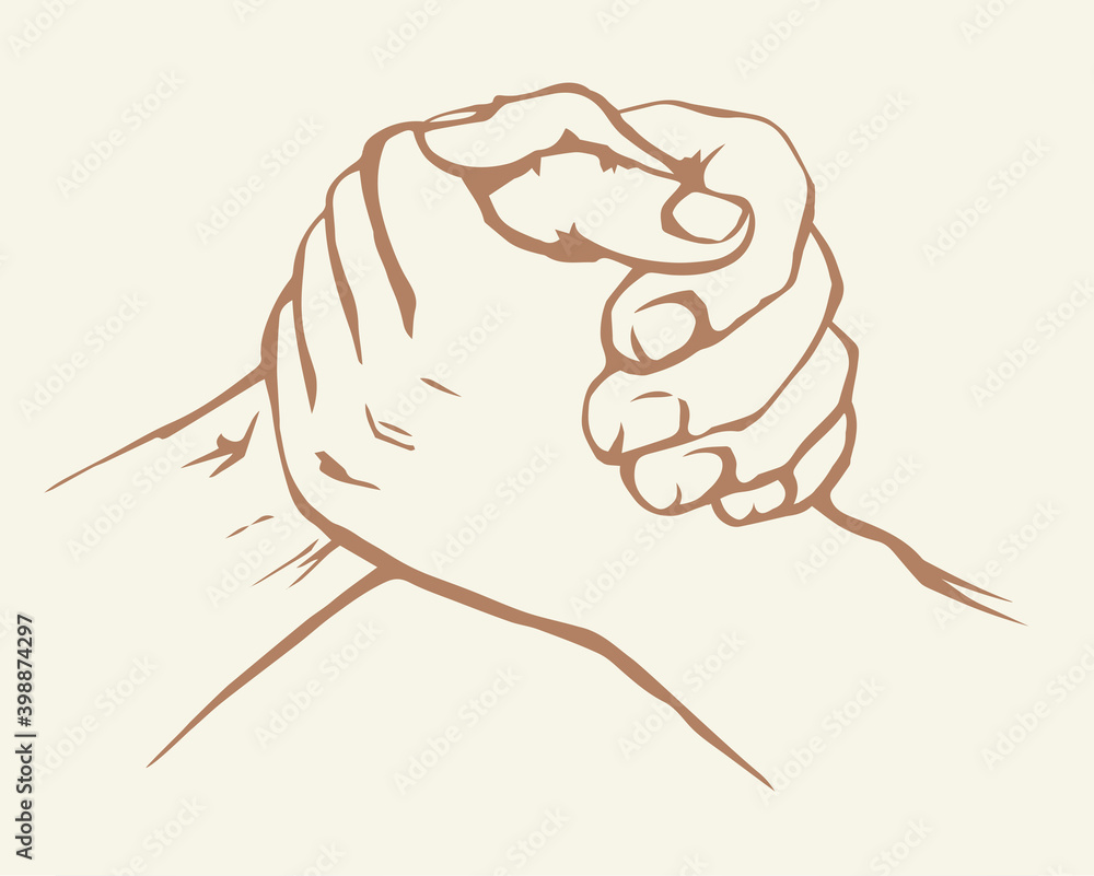 Hand wrestling contest. Vector drawing Stock Vector | Adobe Stock