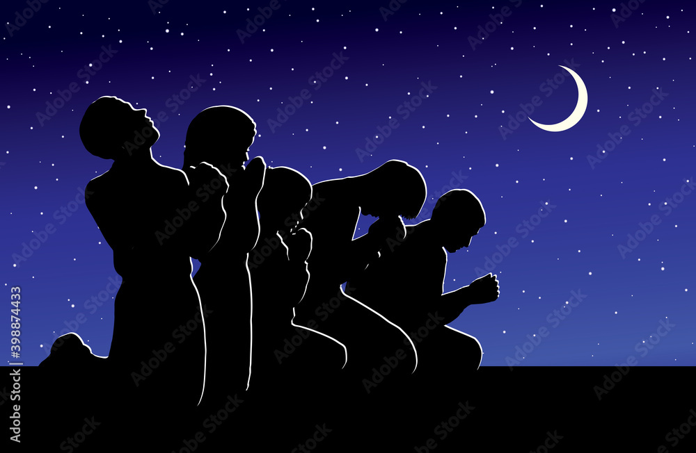 Vector image of the praying person Stock Vector | Adobe Stock