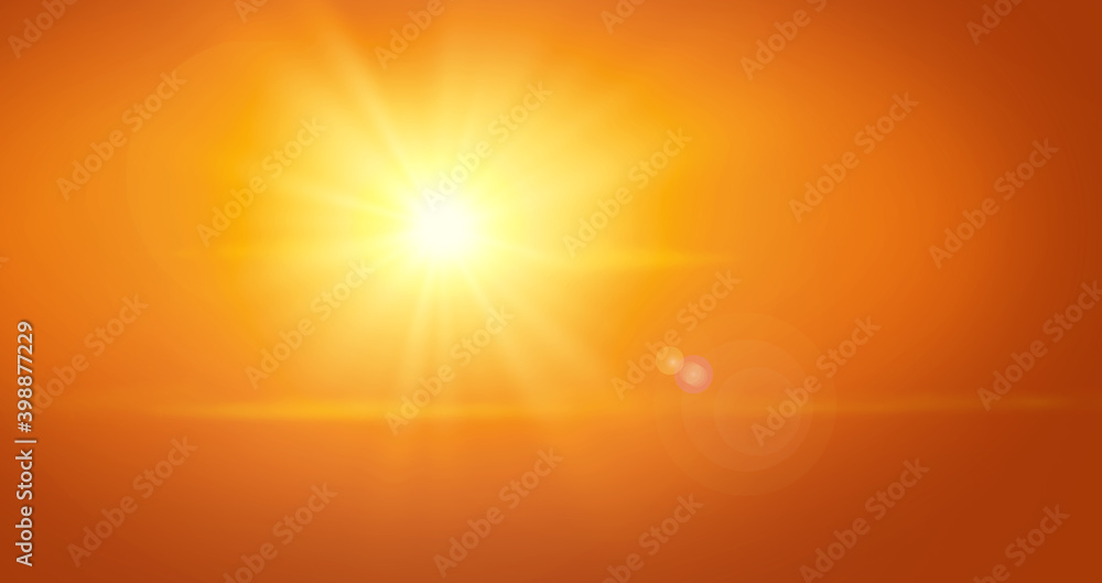 abstract summer sun background with rays and lens flare Stock ...