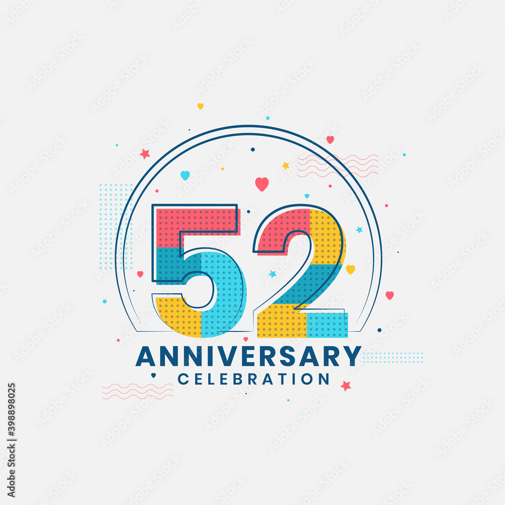 52 Anniversary celebration, Modern 52nd Anniversary design Stock Vector ...