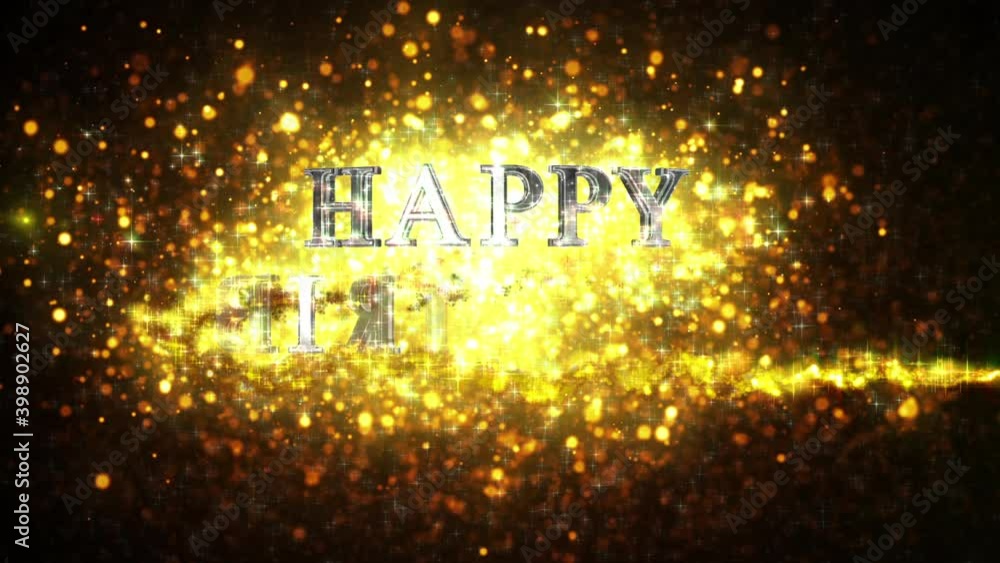 happy birthday title with glow particle animation Stock Video | Adobe Stock