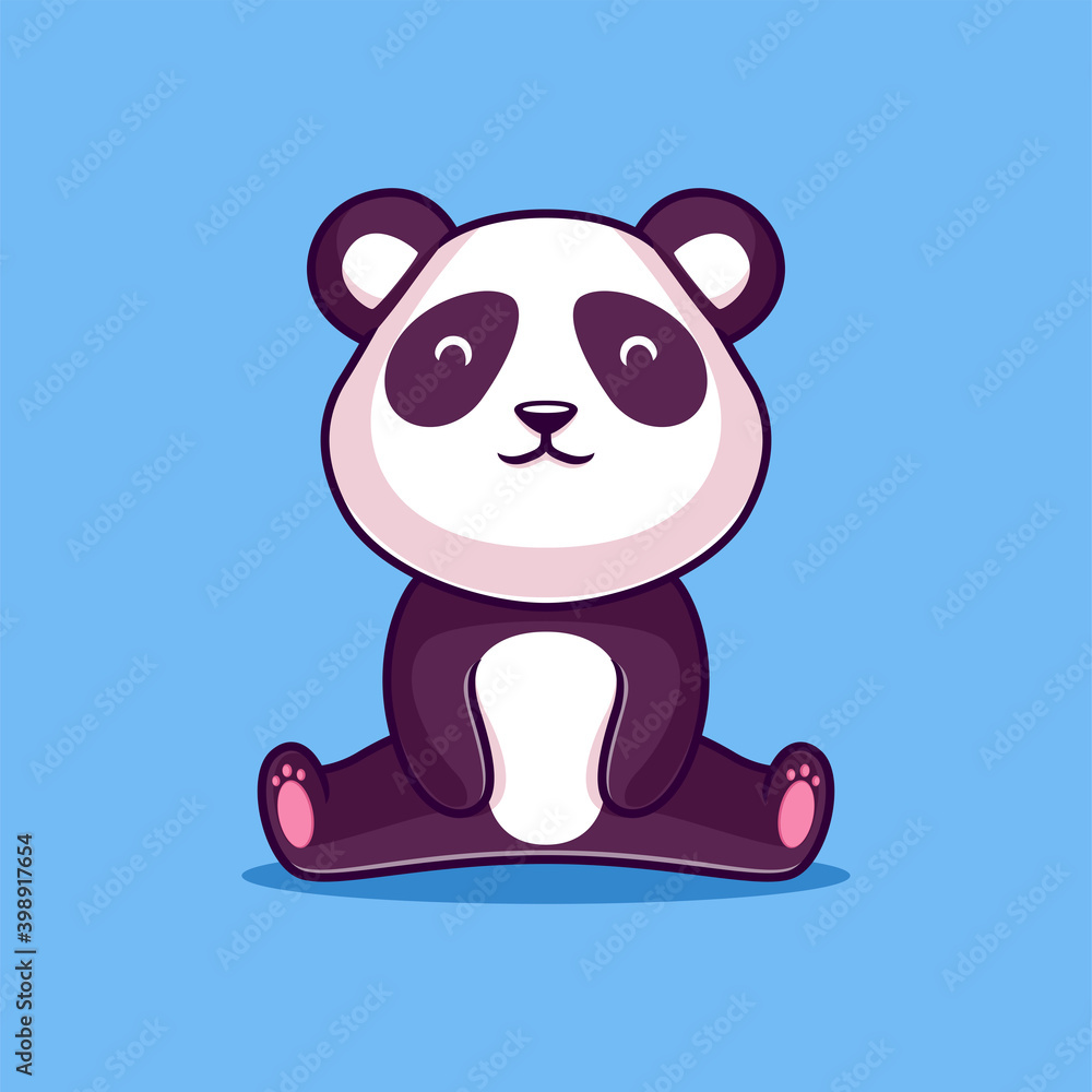 cute panda sitting cartoon illustration Stock Vector | Adobe Stock