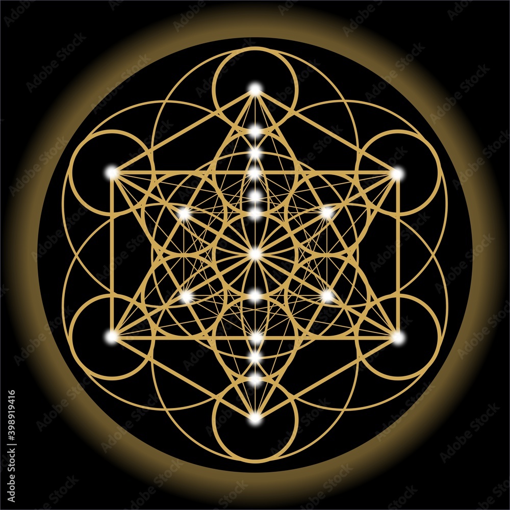 Sacred Geometry - Metatron's Cube - Golden pattern, Vector Illustration ...