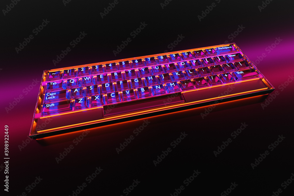 3d illustration, close up of the realistic computer or laptop keyboard ...