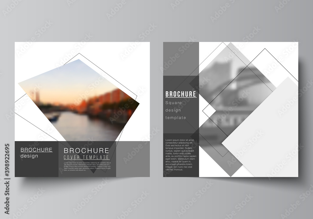 Vector layout of two square format covers design templates with ...