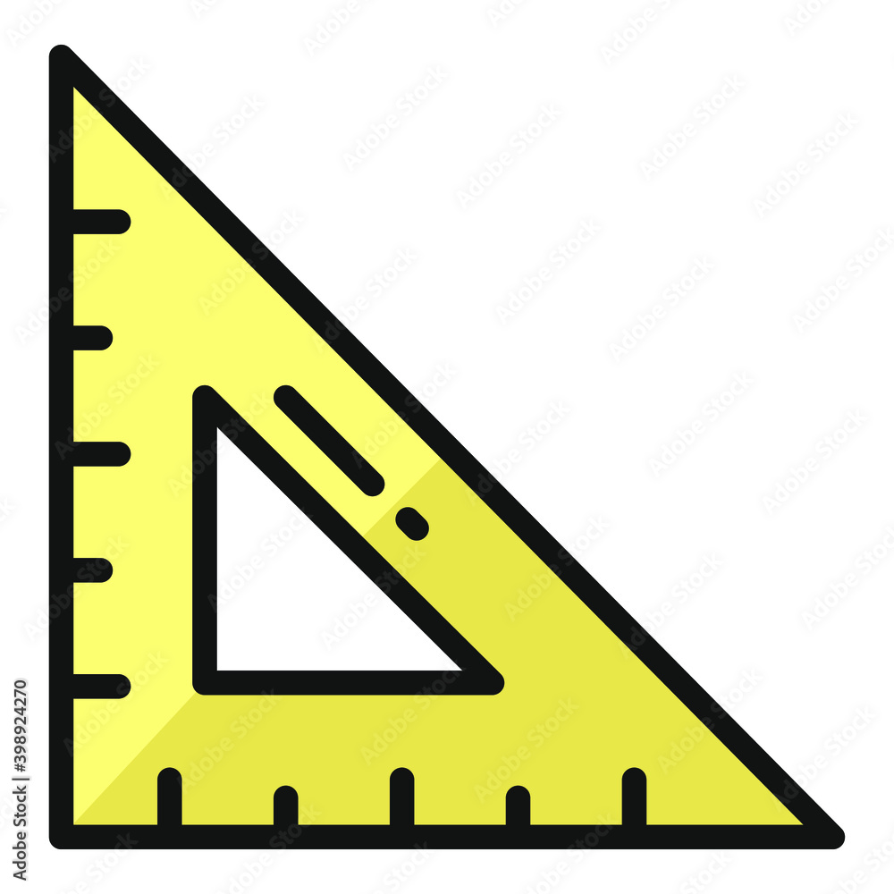 square ruler vector color outline icon, school and education icon Stock ...