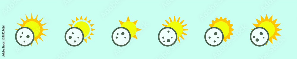 set of solar eclipse cartoon icon design template with various models ...