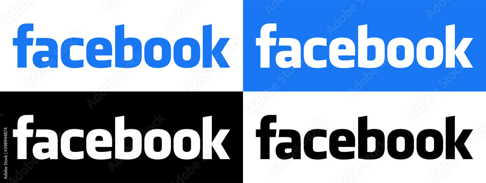 Facebook Text Logo - Vector Set Collection - Black Silhouette - Latest ...