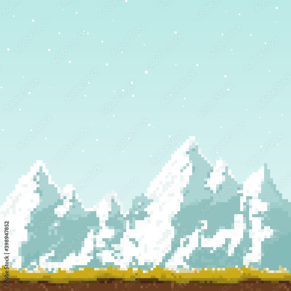Pixel background with forest for games and mobile applications. Pixel ...